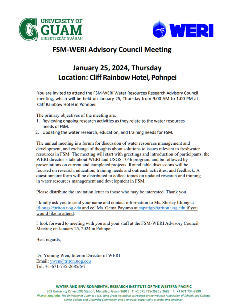 2024 FSM WERI Advisory Council Meeting - WERI UOG